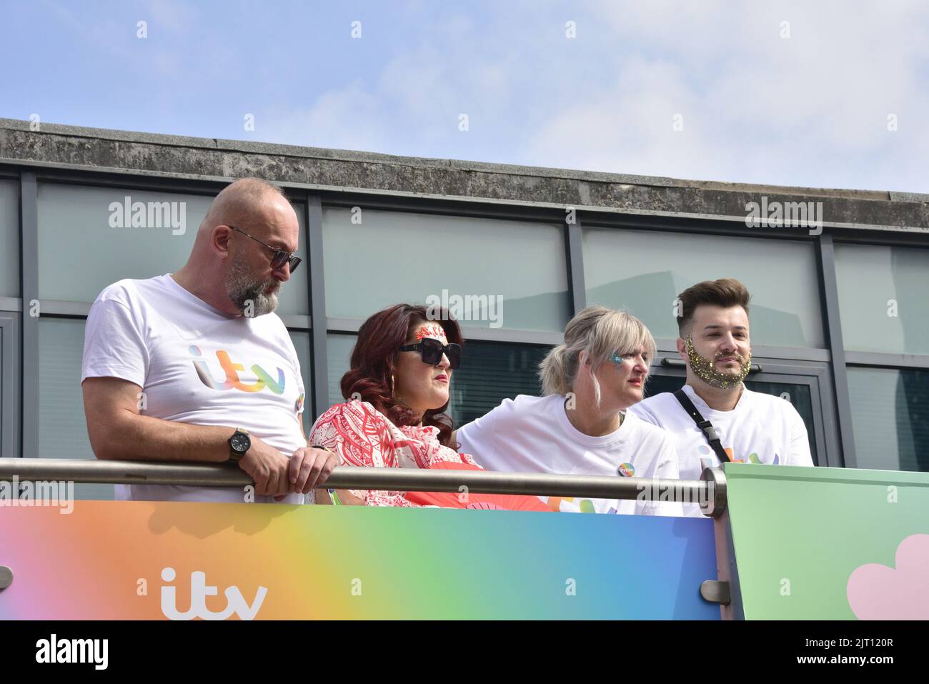 Manchester, UK. 27th August, 2022. Participants on the top deck of the ...