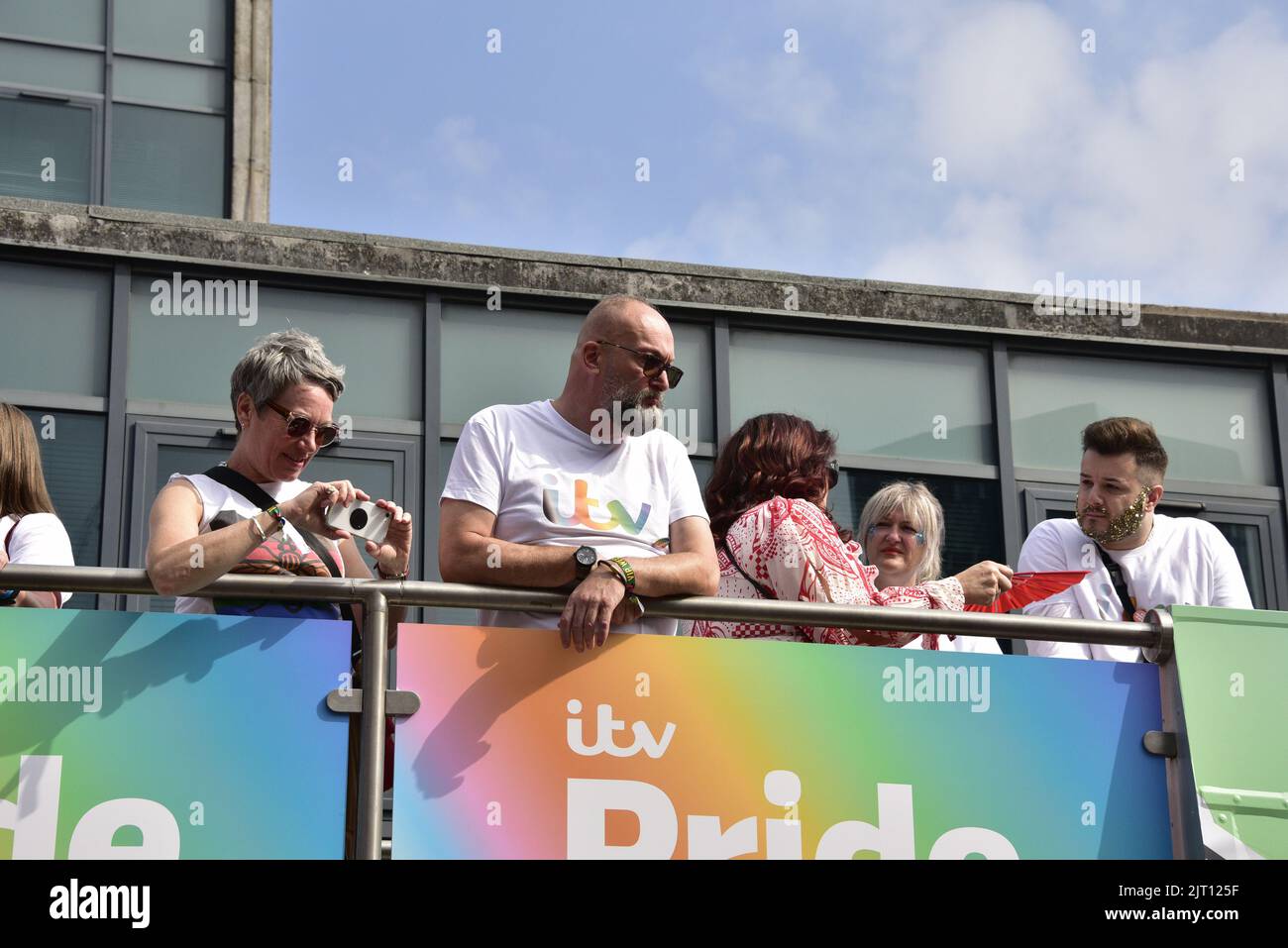 Manchester, UK. 27th August, 2022. Participants on the top deck of the ...