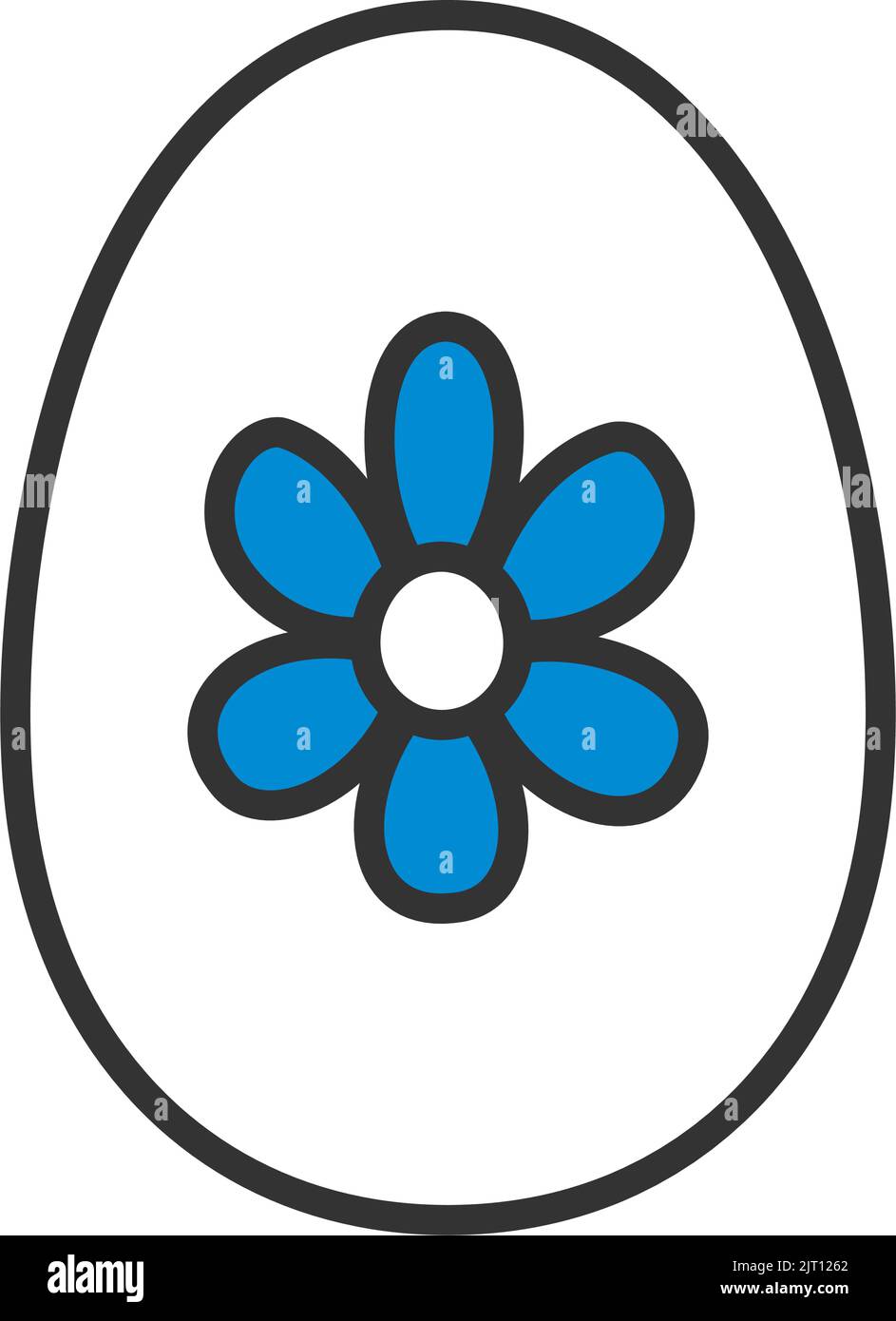 Easter Egg With Ornate Icon. Editable Bold Outline With Color Fill ...