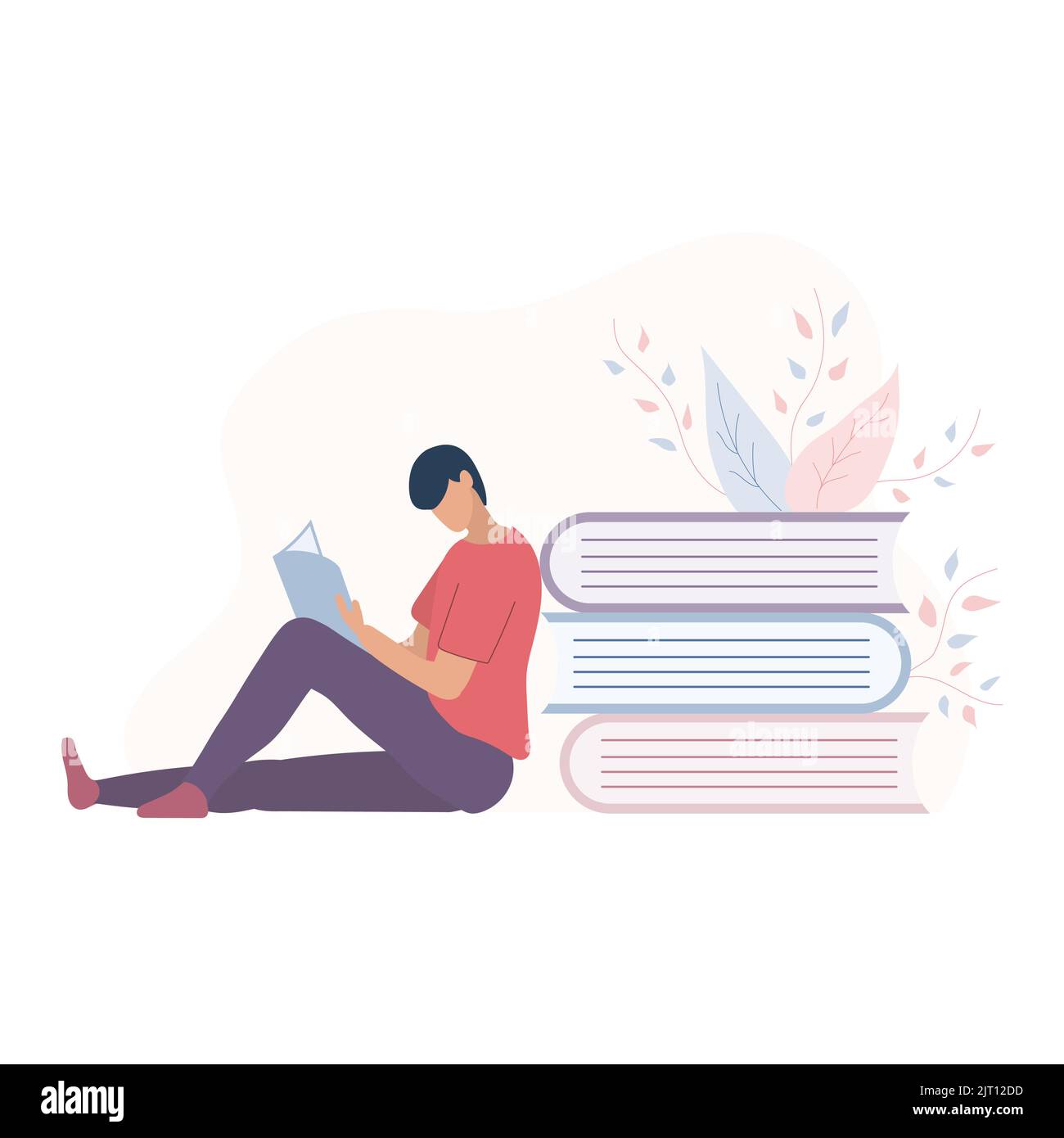 Man sitting on the floor and reading a book. Vector and Illustration Stock Vector Image & Art ...