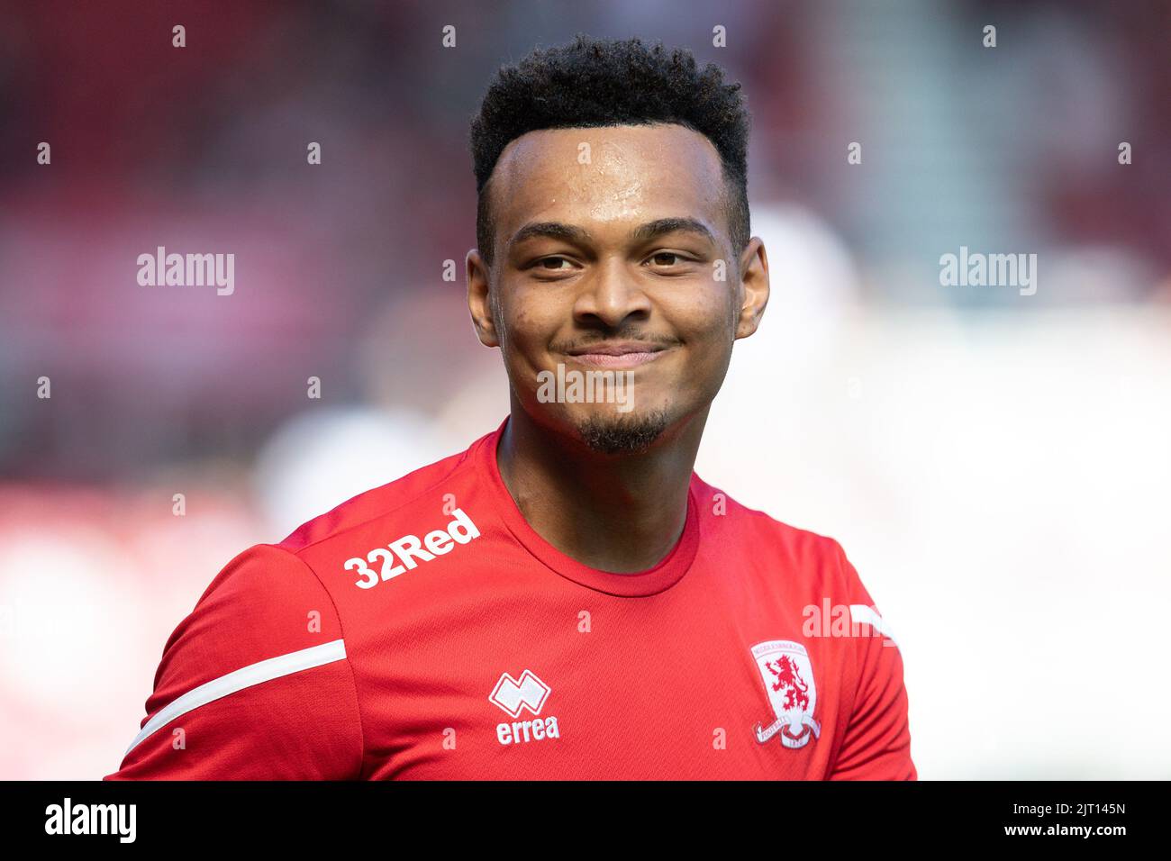 New signing Rodrigo Muniz #9 of Middlesbrough shares a joke with his ...
