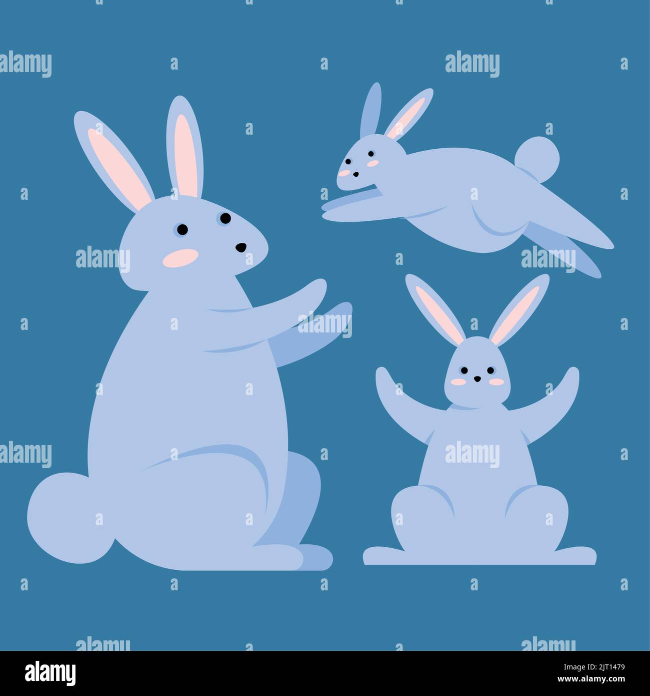 three rabbits animals group characters Stock Vector Image & Art - Alamy