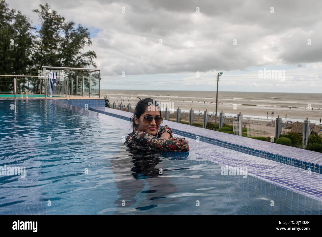 A woman seen in the Hotel Jol Torongo swimming pool near Cox's Bazar ...