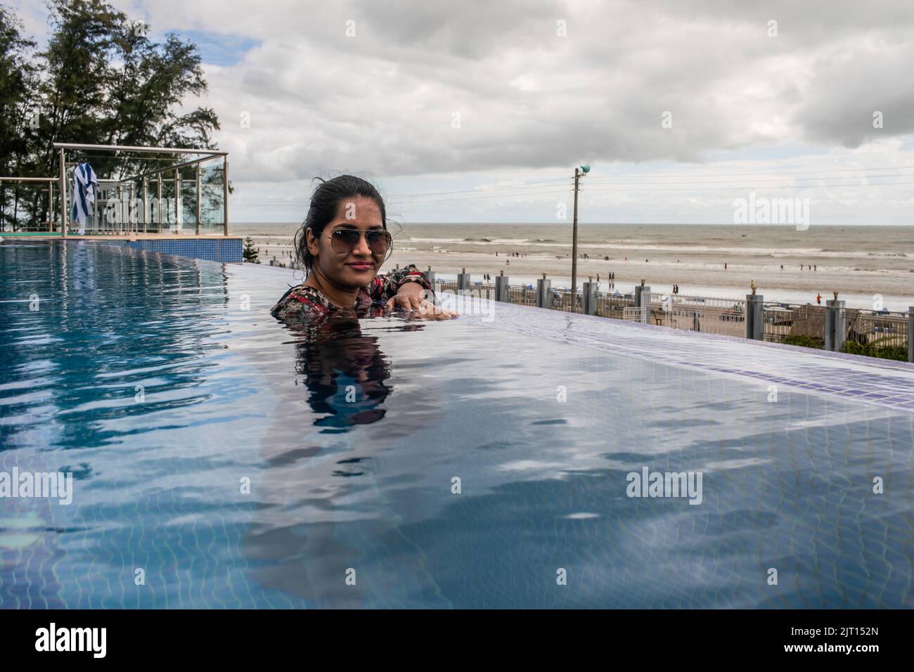 A woman seen in the Hotel Jol Torongo swimming pool near Cox's Bazar ...