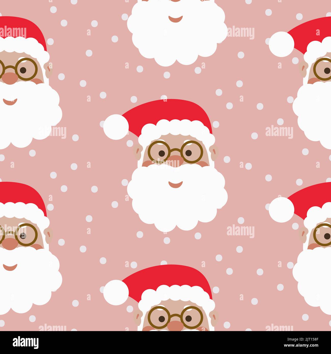 Santa Claus Christmas seamless pattern. Pink background with snow and ...