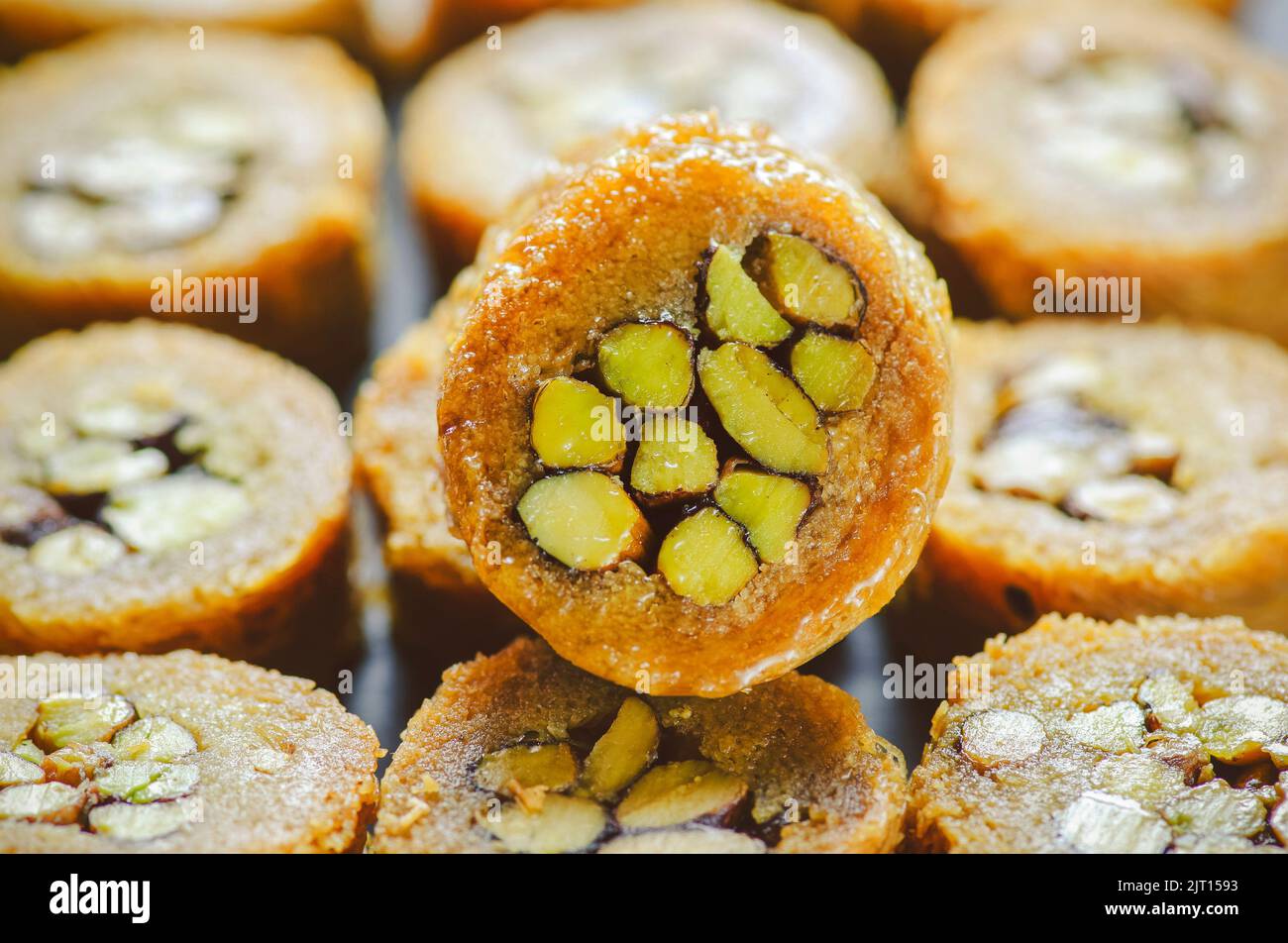 Arabic cuisine; Close up for Middle Eastern traditional pastries and ...