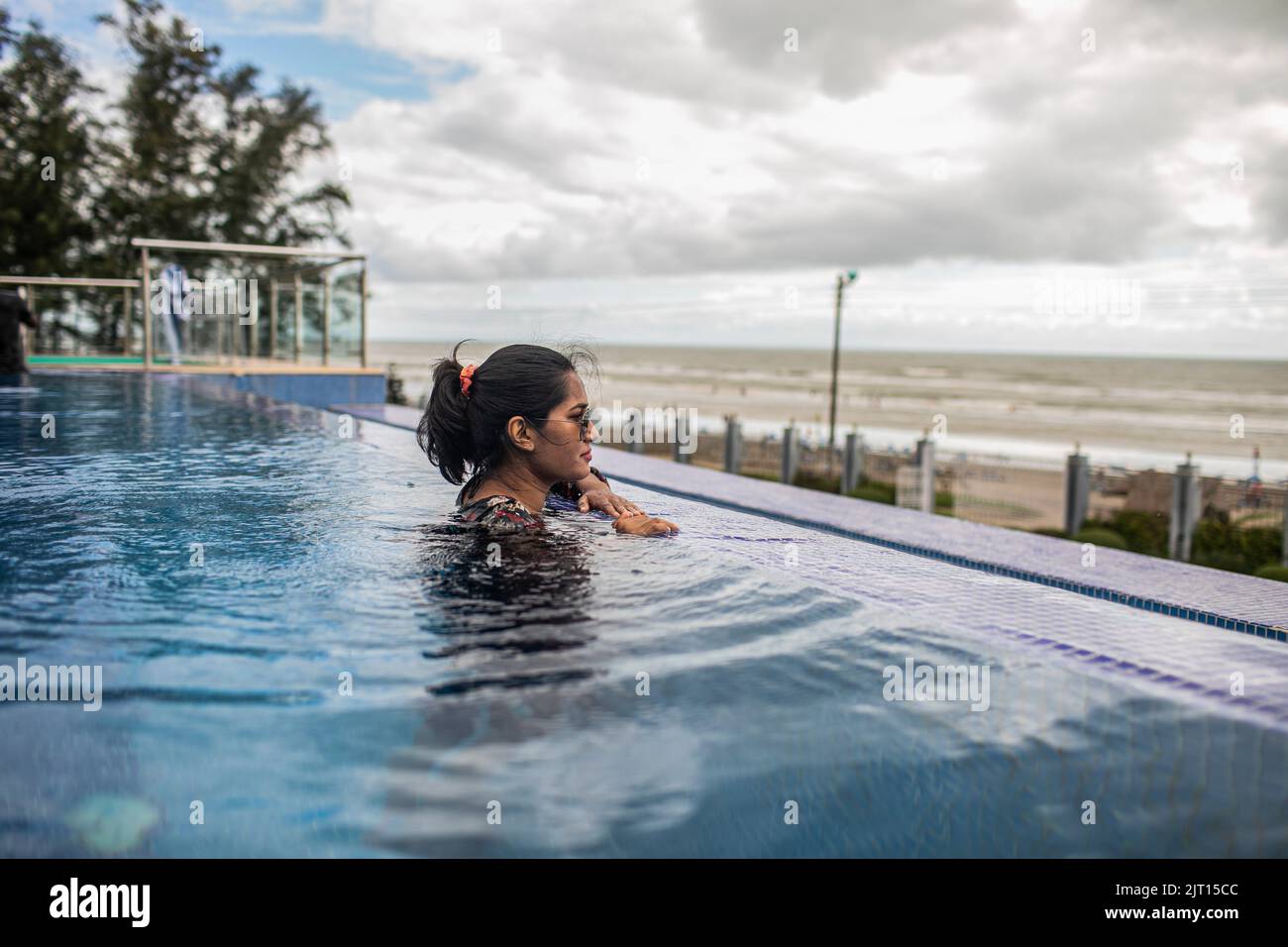 A woman seen in the Hotel Jol Torongo swimming pool near Cox's Bazar ...
