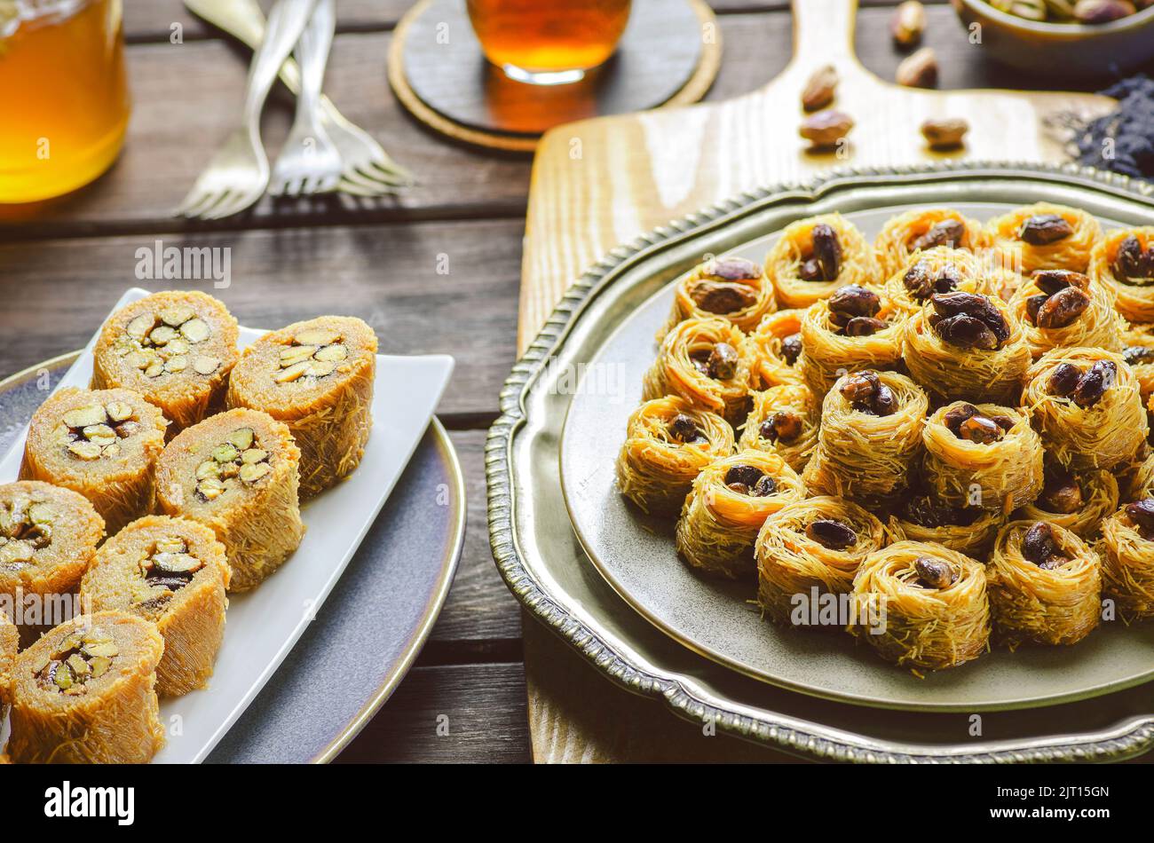 Arabic cuisine; Middle Eastern traditional pastries and Ramadan famous ...