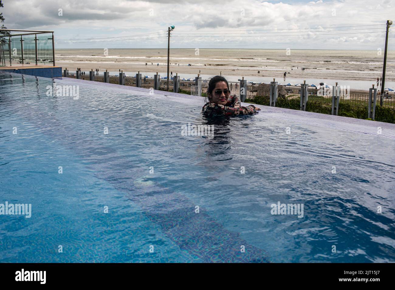 A woman seen in the Hotel Jol Torongo swimming pool near Cox's Bazar ...