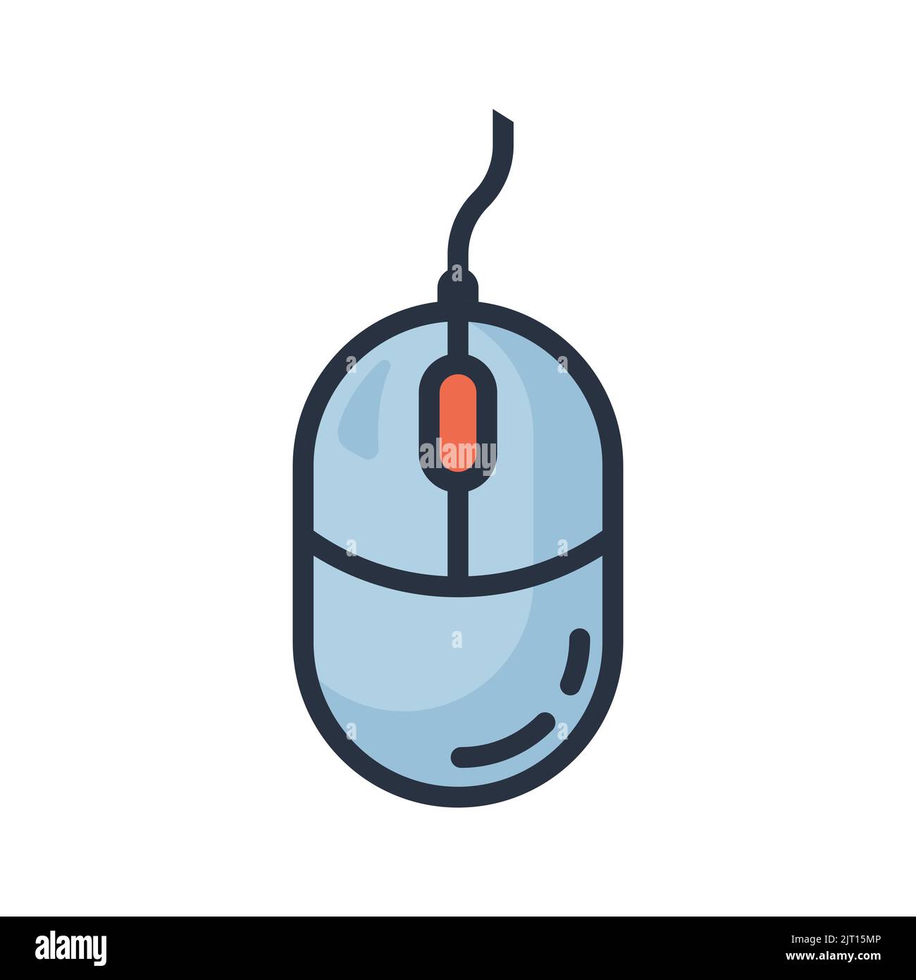 Computer mouse icon with an outline is isolated on a white background ...