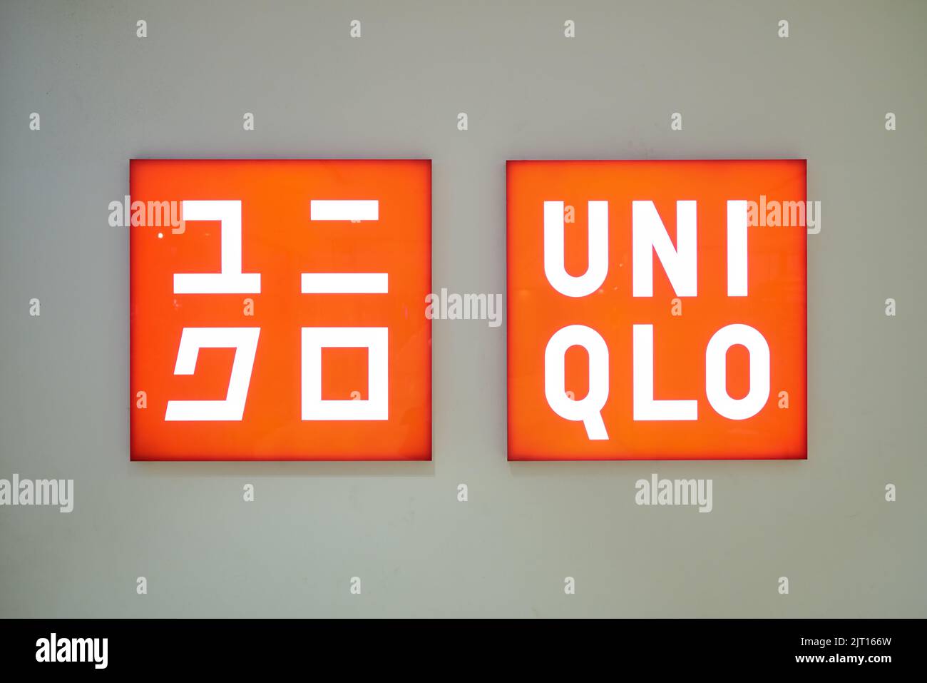 KUALA LUMPUR, MALAYSIA - CIRCA JANUARY, 2020: close up shot of Uniqlo ...