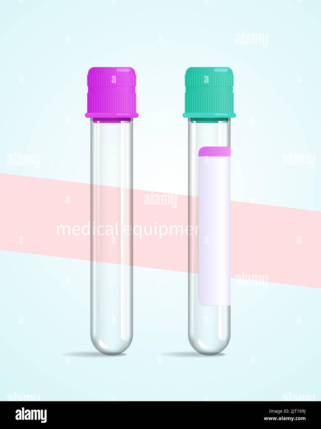 Vector illustration of a couple of transparent test tubes has purple ...