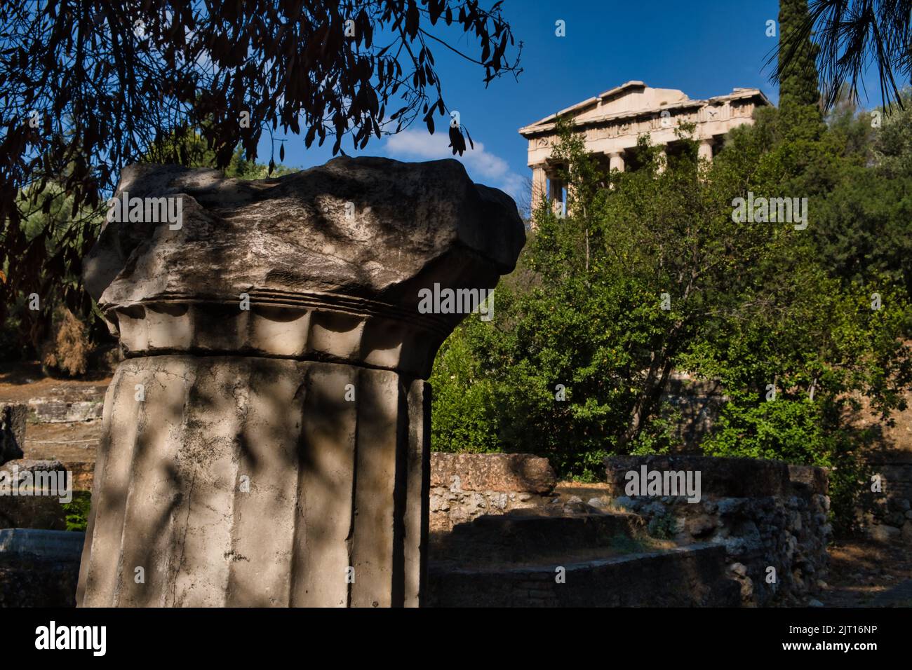 Landscape view of the greek Agora with the Temple of Hephaestus in ...
