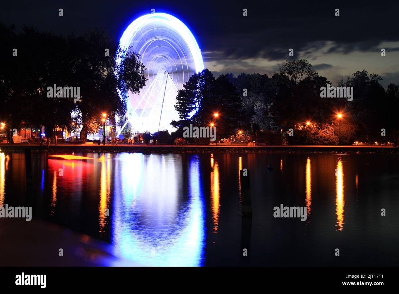 Keszthely and Lake Balaton Hungary at Night with Ferris Wheel Stock ...