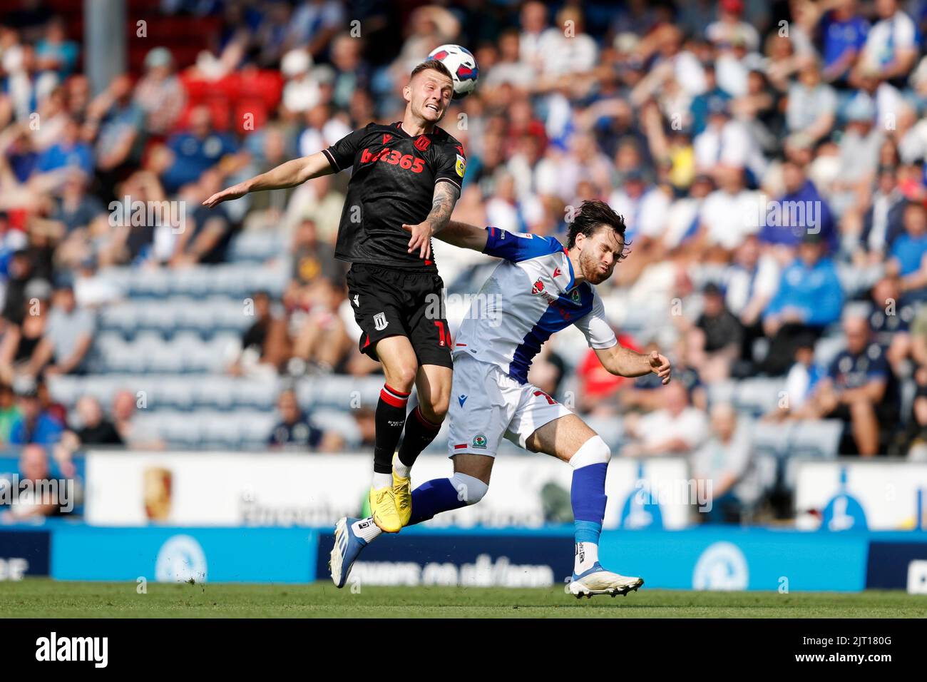Stoke City's Ben Wilmot and Blackburn Rovers' Ben Brereton-Diaz in ...