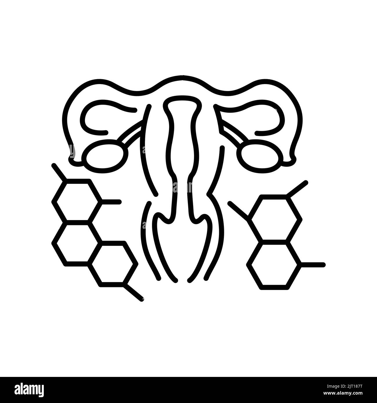 Stimulation by hormones olor line icon. Planning pregnancy. Pictogram ...