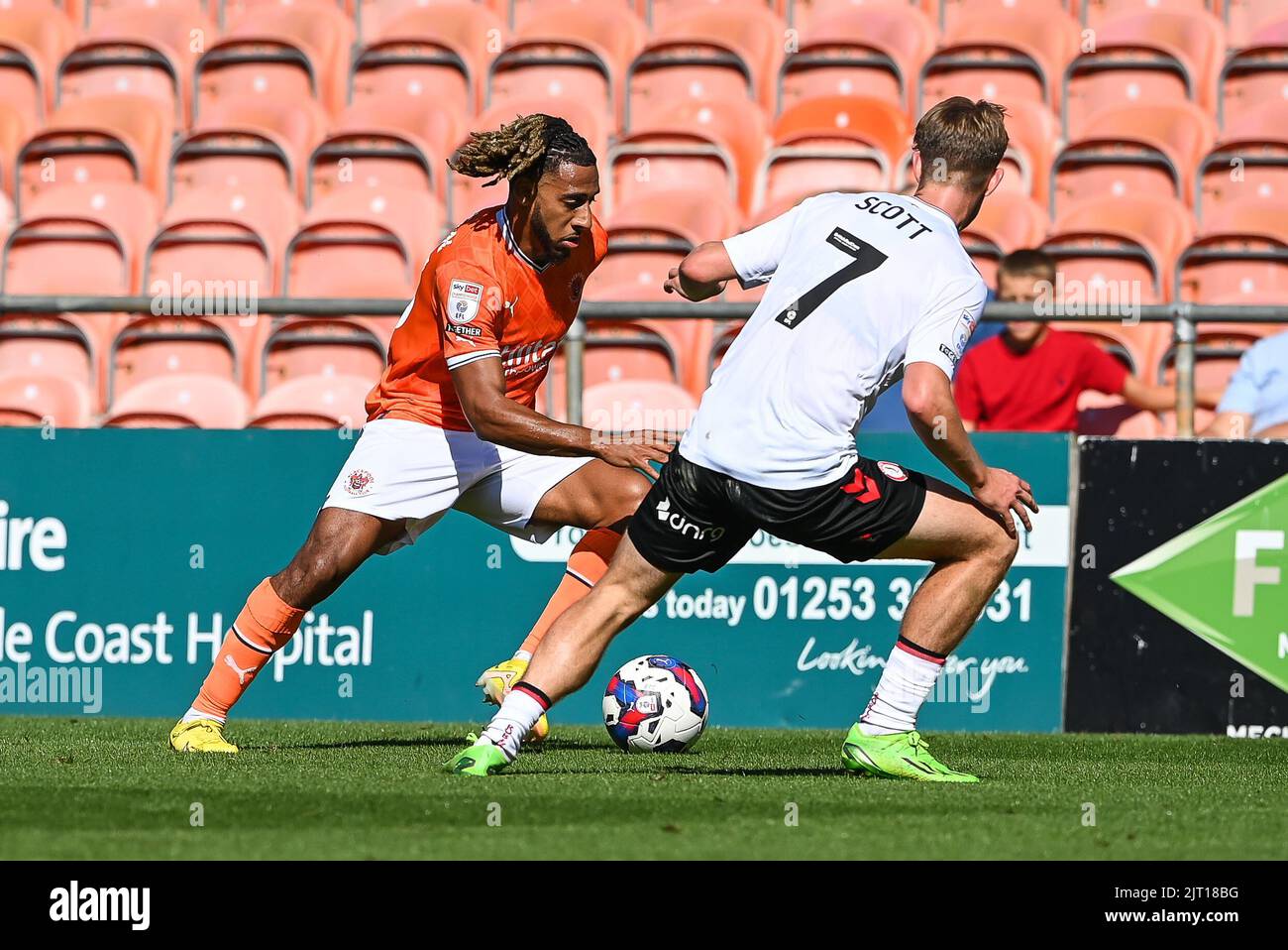 Dominic Thompson #23 of Blackpool in action during the game Stock Photo ...