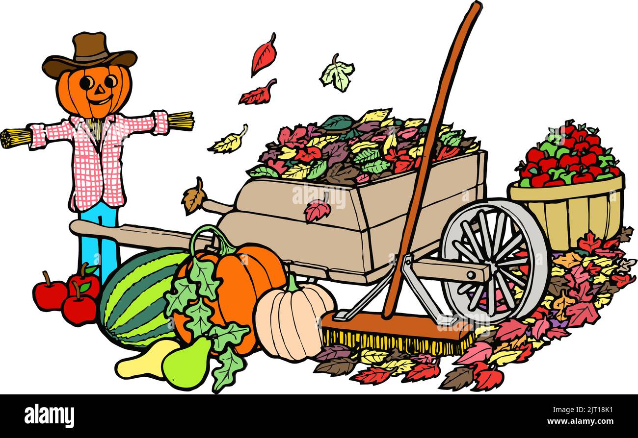 Autumn vegetables leaves apples Stock Vector Images - Alamy