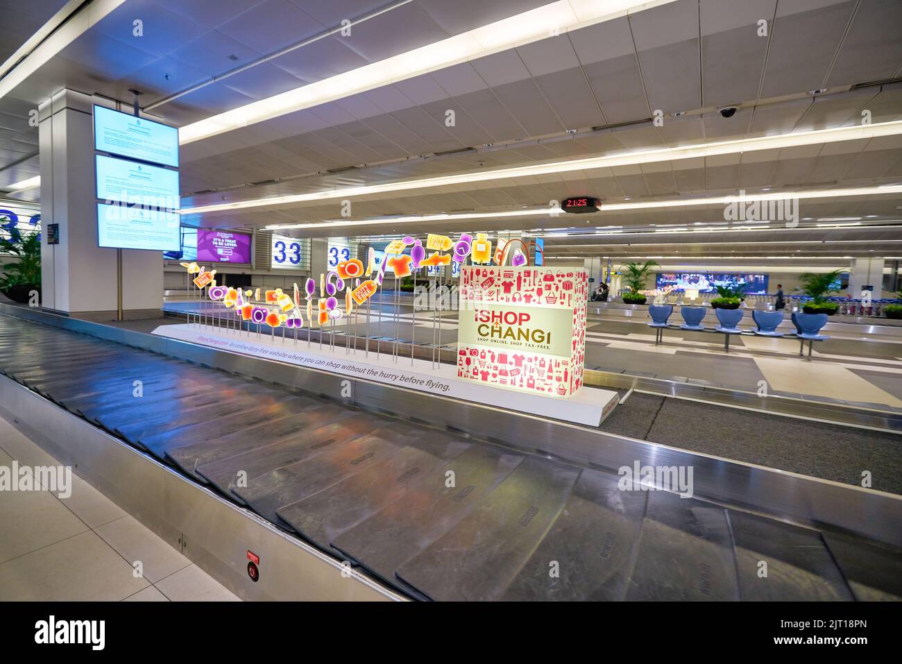 SINGAPORE - CIRCA JANUARY, 2020: baggage claim area at Singapore Changi ...