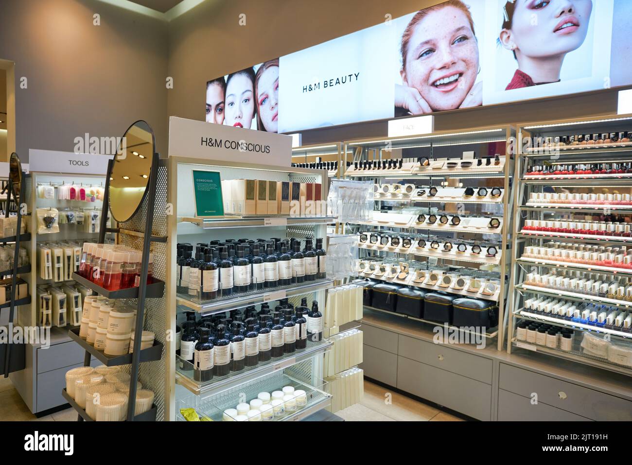 SINGAPORE - JANUARY 19, 2020: personal care products on display at H&M ...