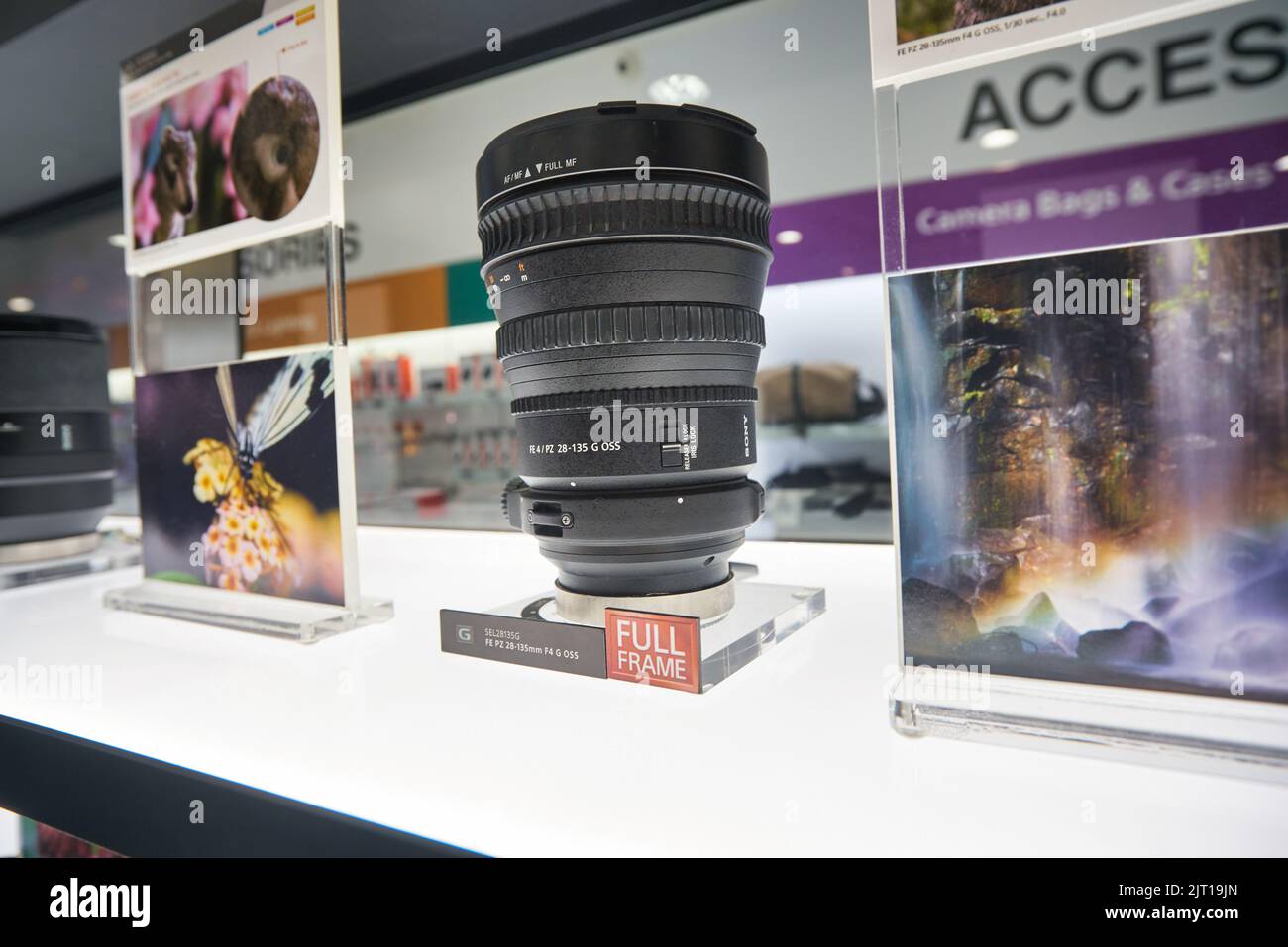 SINGAPORE - CIRCA JANUARY, 2020: lens on display at Sony Store in ...