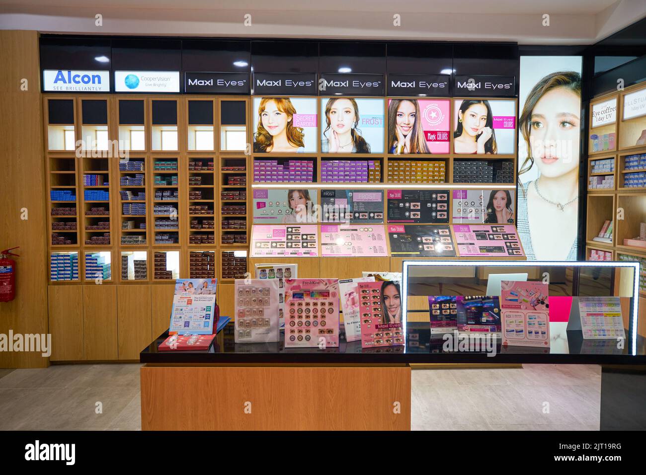 SINGAPORE - CIRCA JANUARY, 2020: contact lenses on display at the store ...
