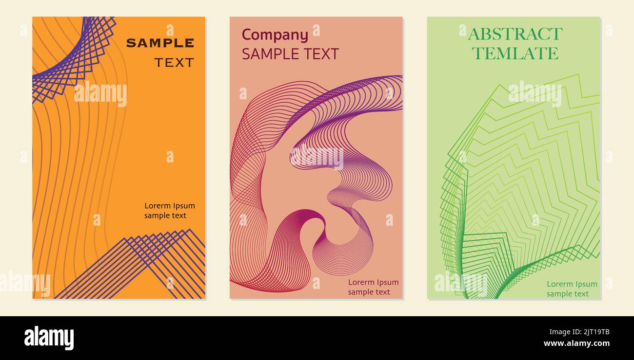 Collection of cover templates with graphic figures and lines and shapes ...