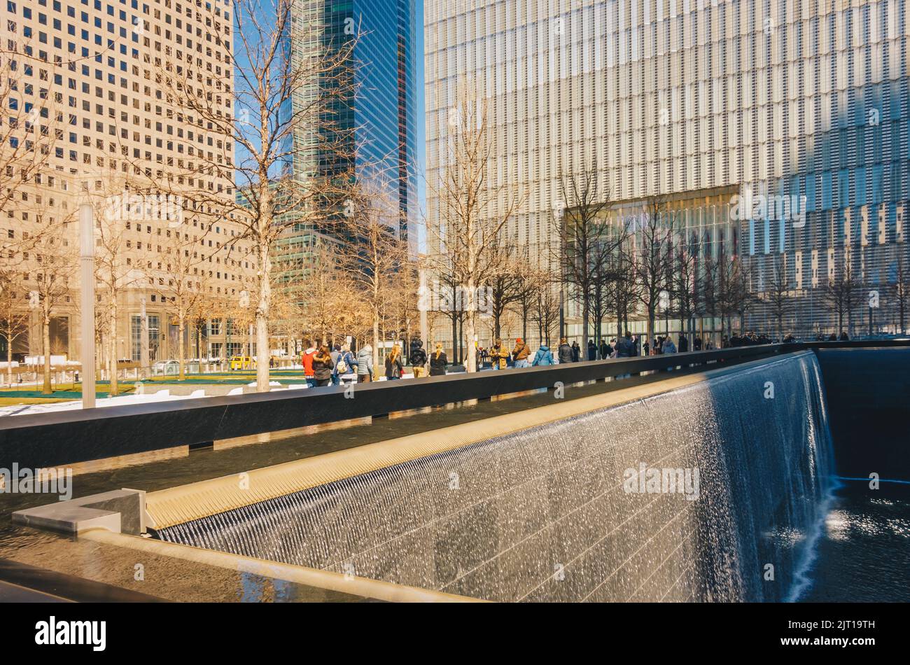 NEW YORK CITY - March 20, 2017: Memorial at World Trade Center Ground ...