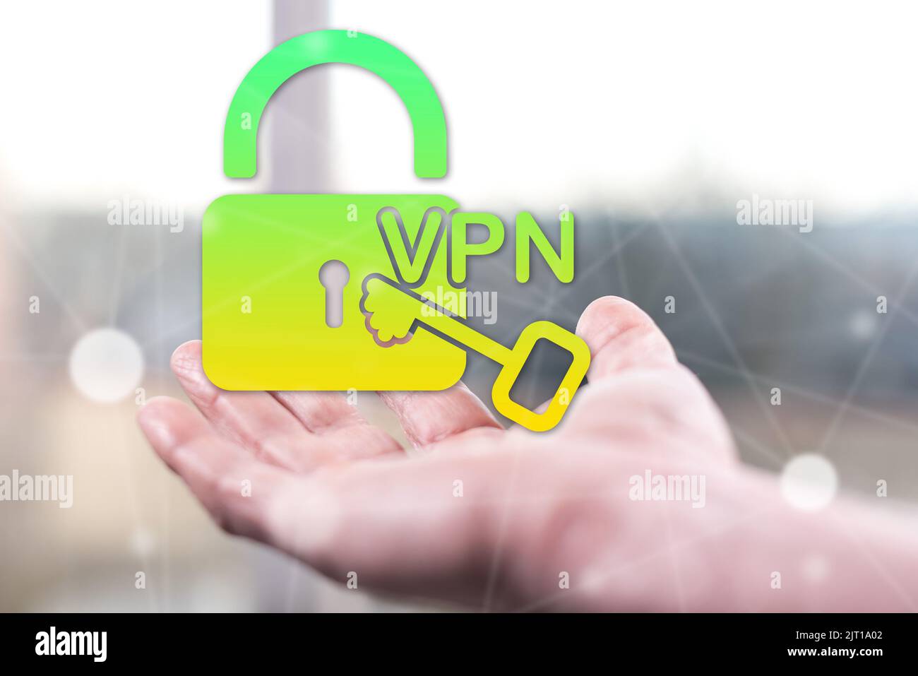 Vpn concept above a hand of a man Stock Photo - Alamy