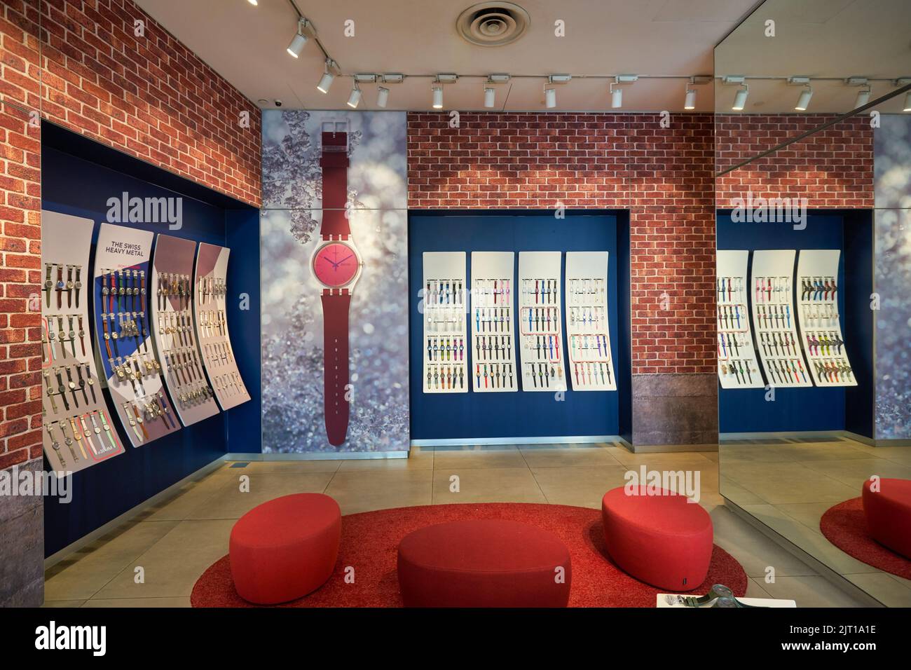 SINGAPORE - CIRCA JANUARY, 2020: Interior shot of Swatch store in ...