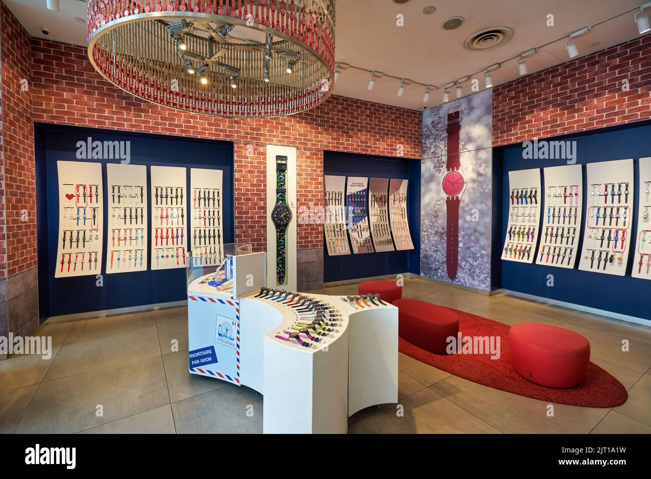 SINGAPORE - CIRCA JANUARY, 2020: Interior shot of Swatch store in ...