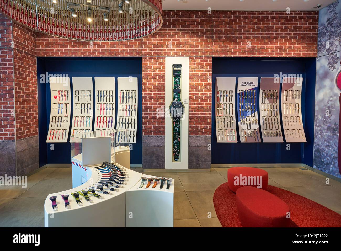 SINGAPORE - CIRCA JANUARY, 2020: Interior shot of Swatch store in ...