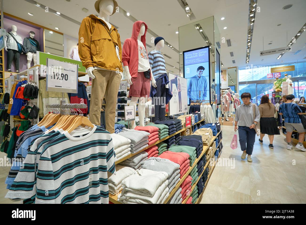 SINGAPORE - CIRCA JANUARY, 2020: interior shot of UNIQLO Orchard Central, Global Flagship Store ...