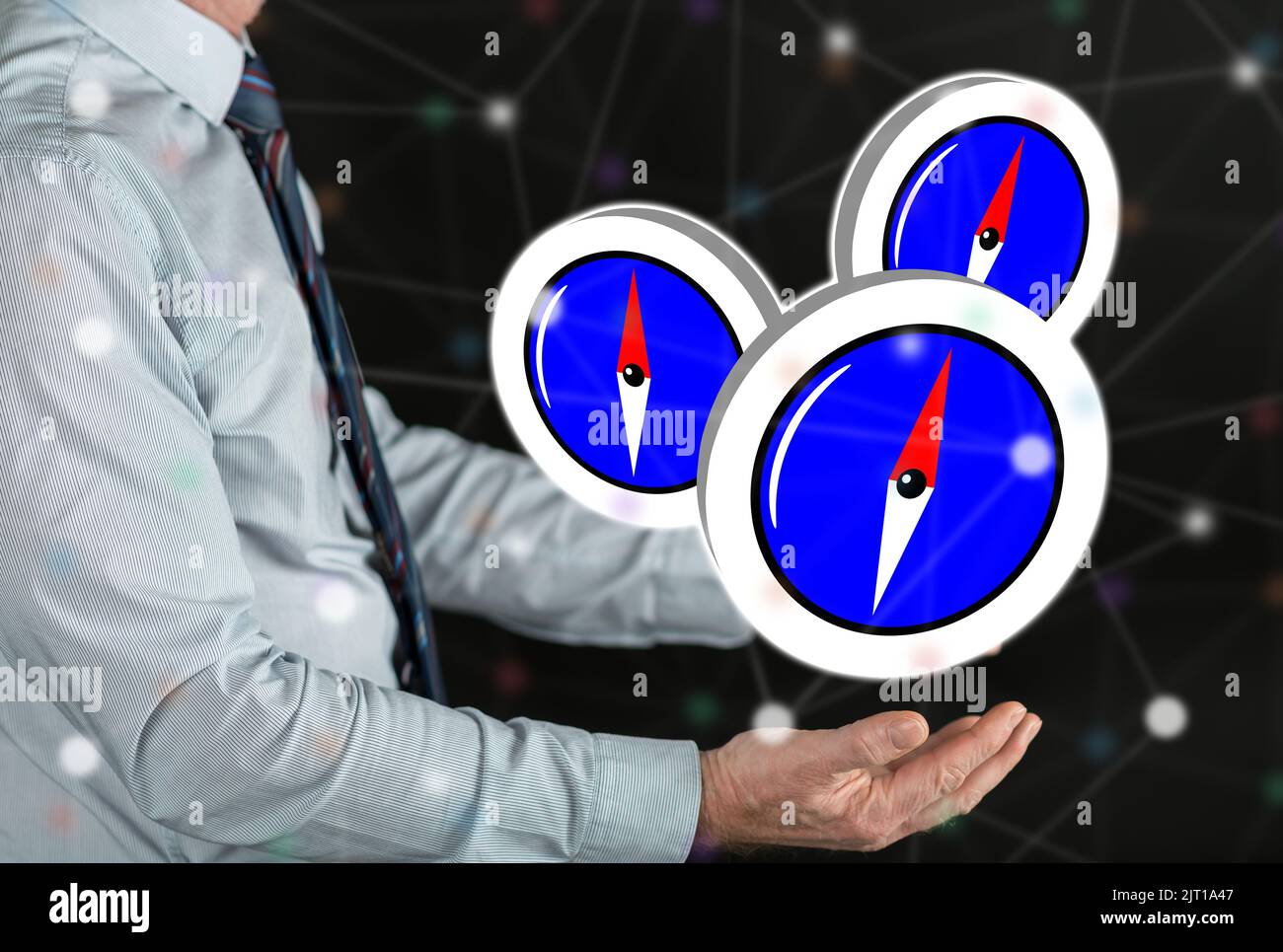 Business guidance concept above the hands of a man Stock Photo - Alamy