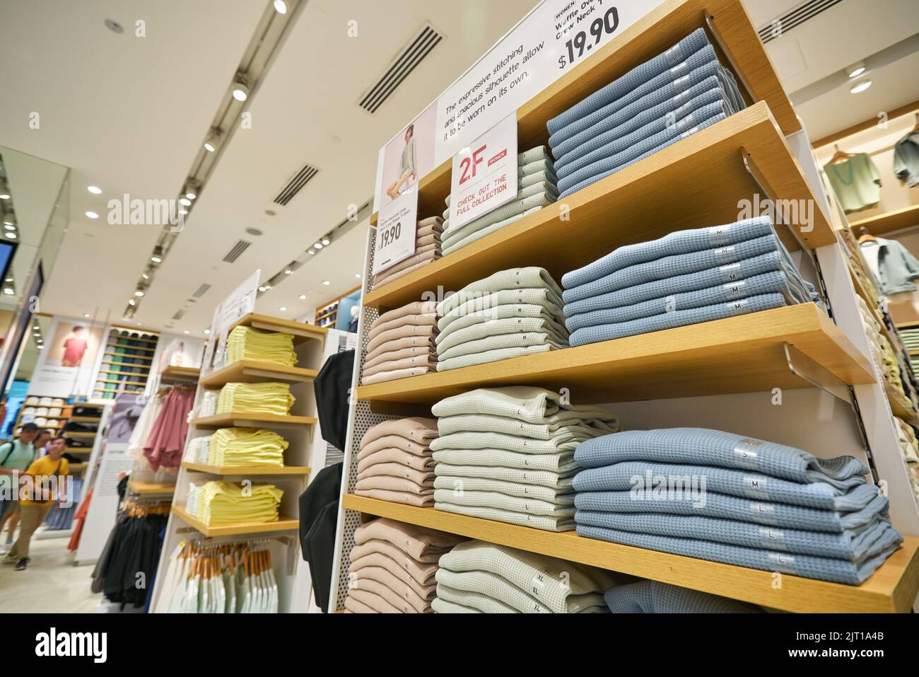 SINGAPORE - CIRCA JANUARY, 2020: interior shot of UNIQLO Orchard Central, Global Flagship Store ...