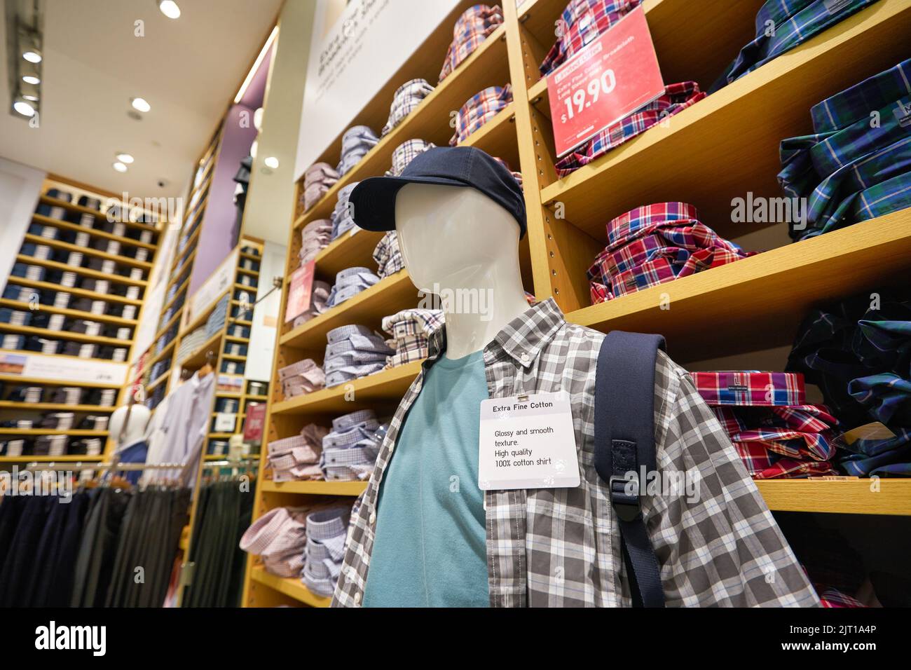 SINGAPORE - CIRCA JANUARY, 2020: interior shot of UNIQLO Orchard Central, Global Flagship Store ...