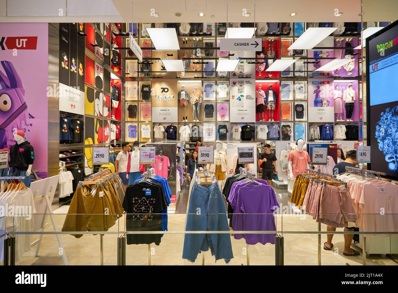 SINGAPORE - CIRCA JANUARY, 2020: interior shot of UNIQLO Orchard Central, Global Flagship Store ...