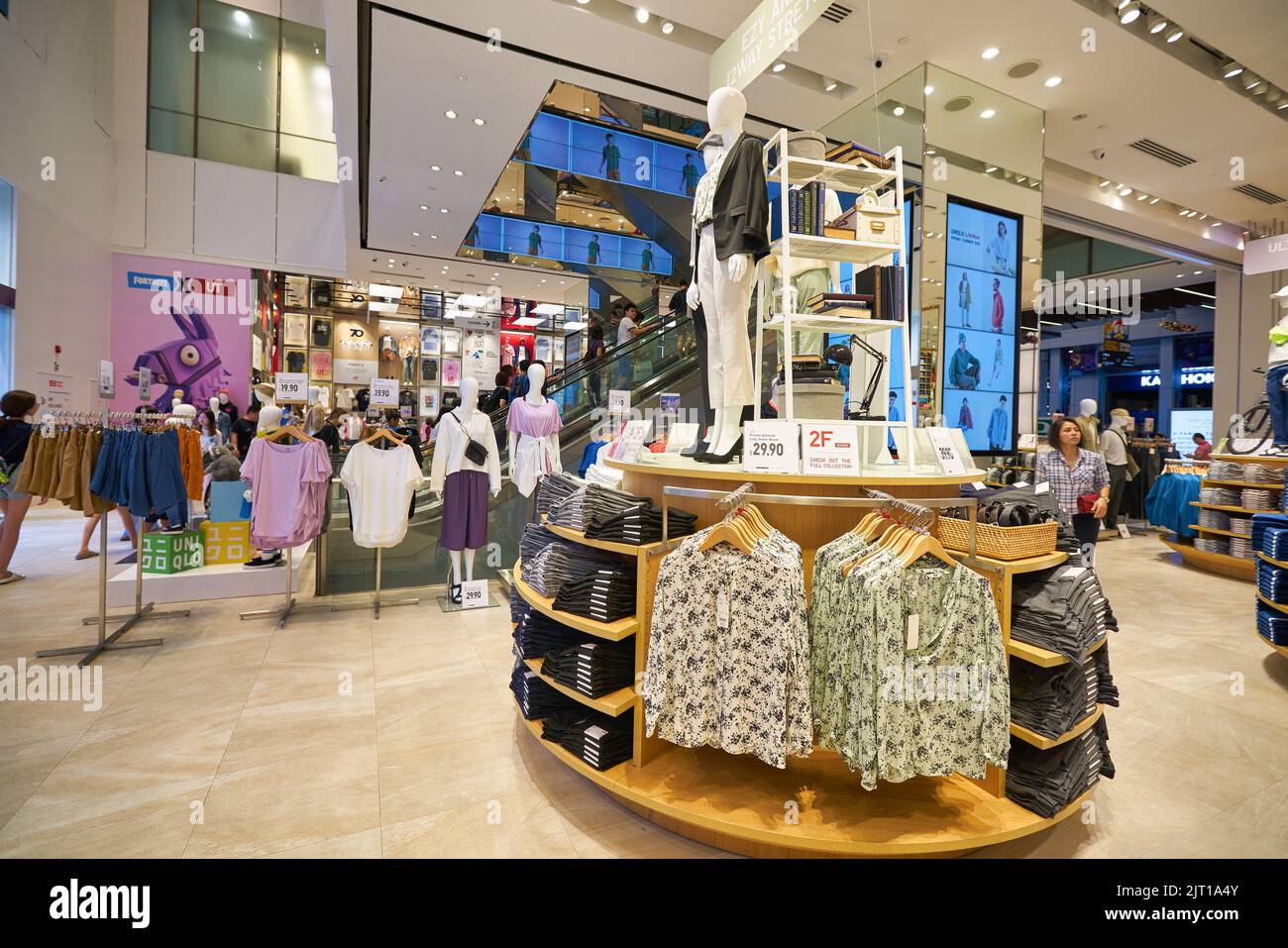 SINGAPORE - CIRCA JANUARY, 2020: interior shot of UNIQLO Orchard Central, Global Flagship Store ...