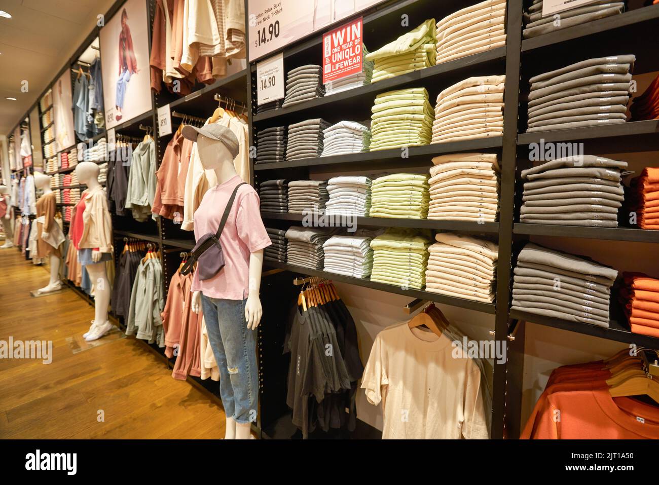 SINGAPORE - CIRCA JANUARY, 2020: interior shot of UNIQLO Orchard Central, Global Flagship Store ...