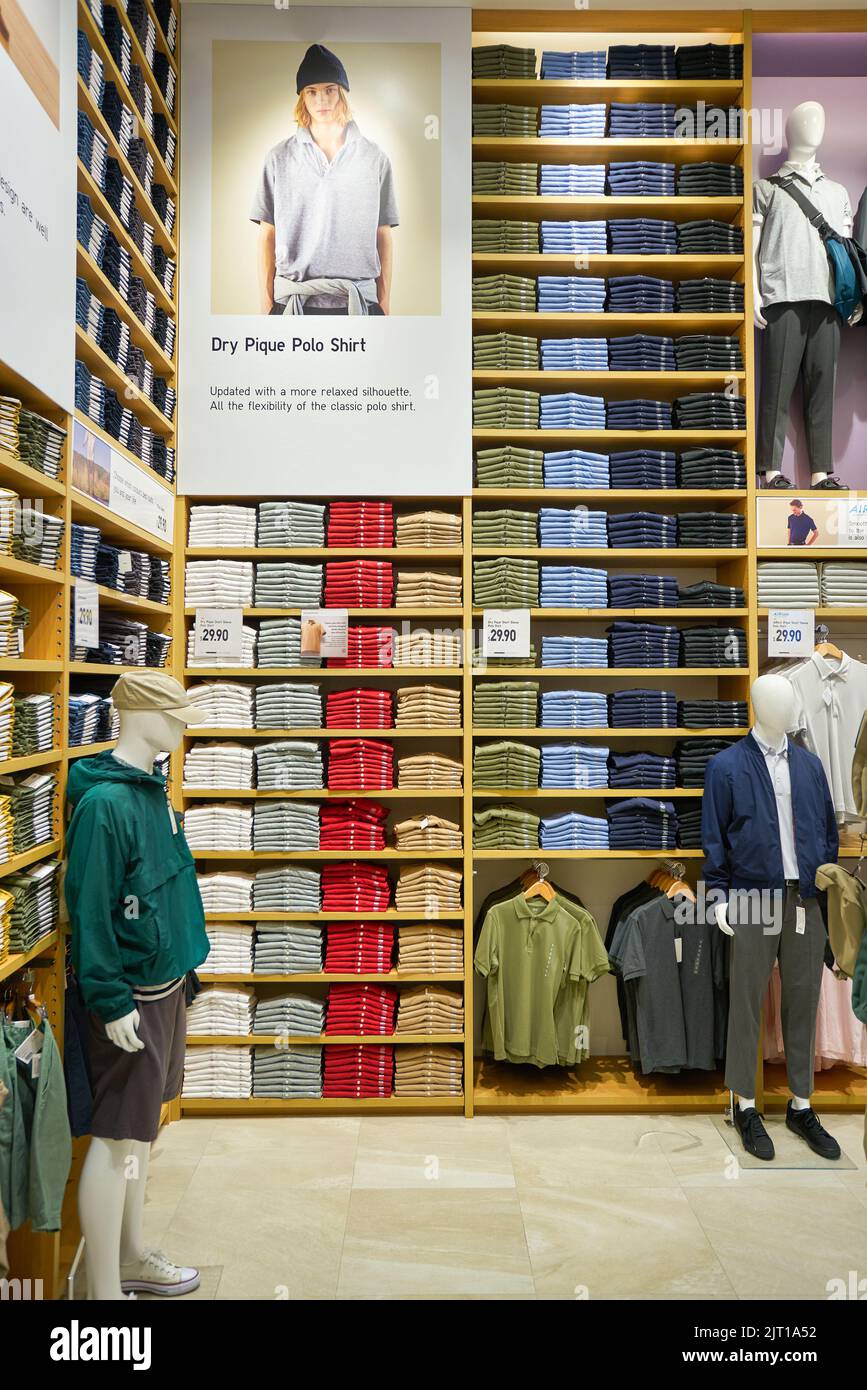 SINGAPORE - CIRCA JANUARY, 2020: interior shot of UNIQLO Orchard Central, Global Flagship Store ...