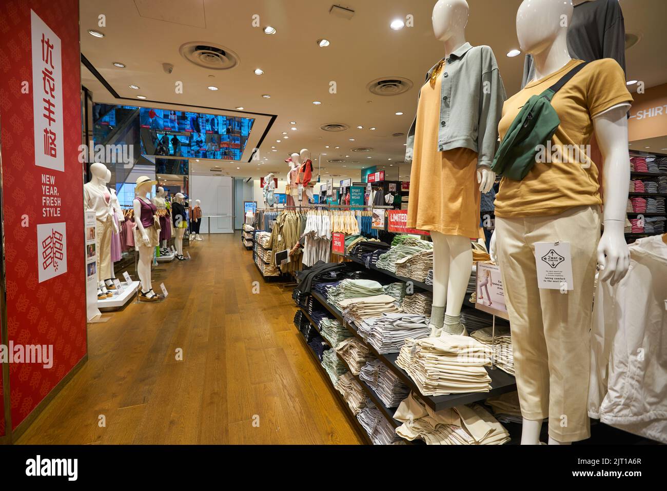 SINGAPORE - CIRCA JANUARY, 2020: interior shot of UNIQLO Orchard Central, Global Flagship Store ...
