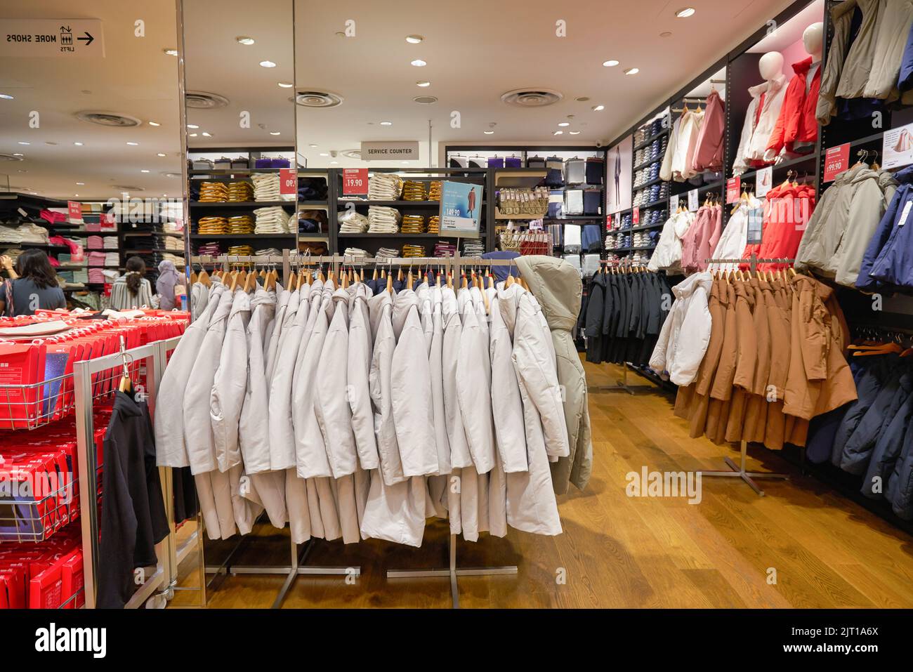 SINGAPORE - CIRCA JANUARY, 2020: interior shot of UNIQLO Orchard Central, Global Flagship Store ...