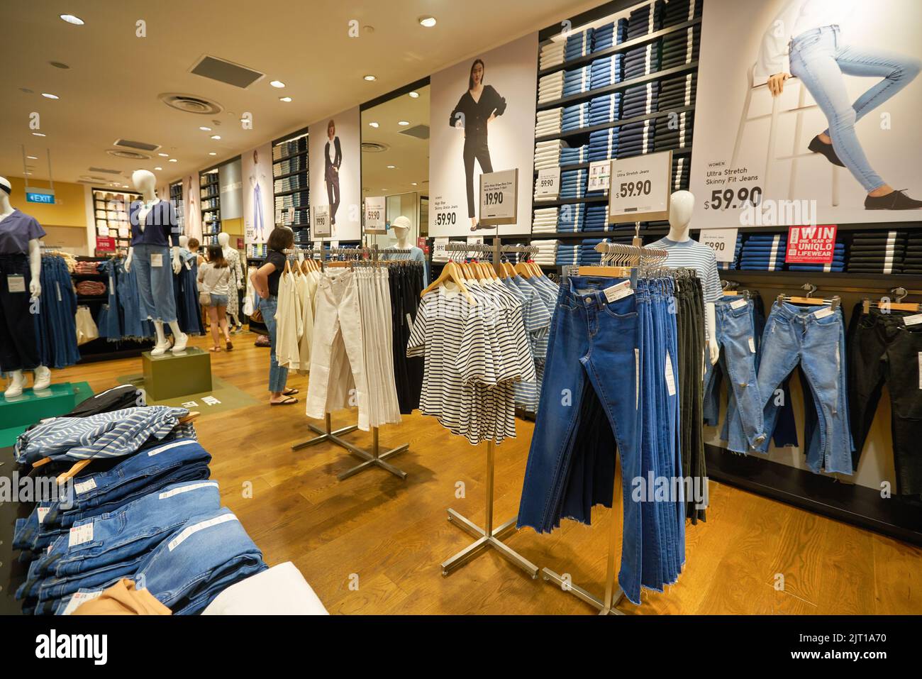 SINGAPORE - CIRCA JANUARY, 2020: interior shot of UNIQLO Orchard Central, Global Flagship Store ...