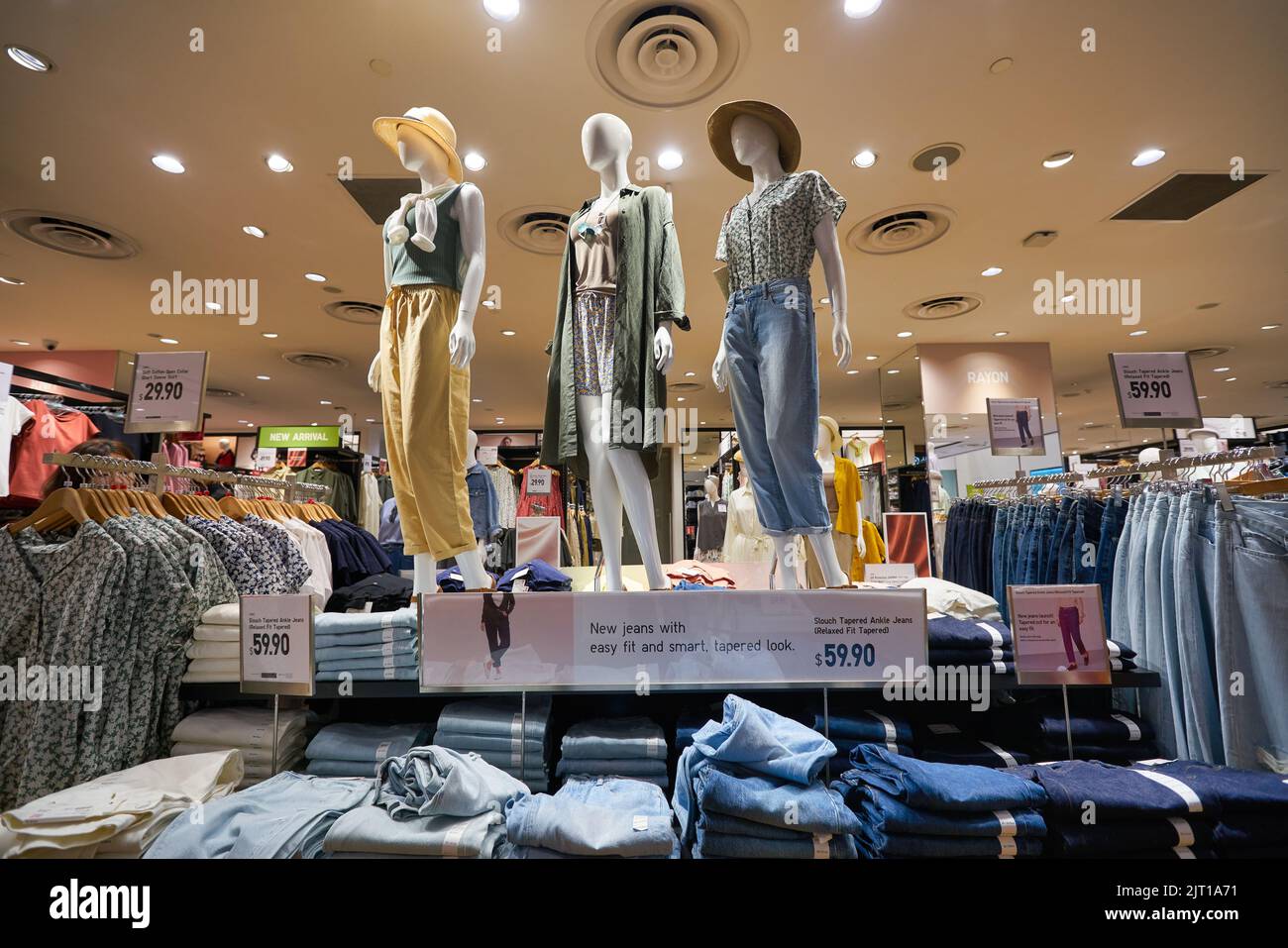 SINGAPORE - CIRCA JANUARY, 2020: interior shot of UNIQLO Orchard Central, Global Flagship Store ...