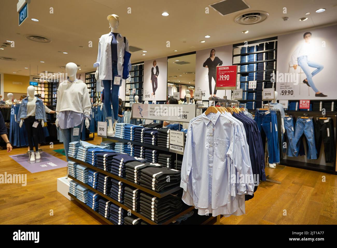 SINGAPORE - CIRCA JANUARY, 2020: interior shot of UNIQLO Orchard Central, Global Flagship Store ...