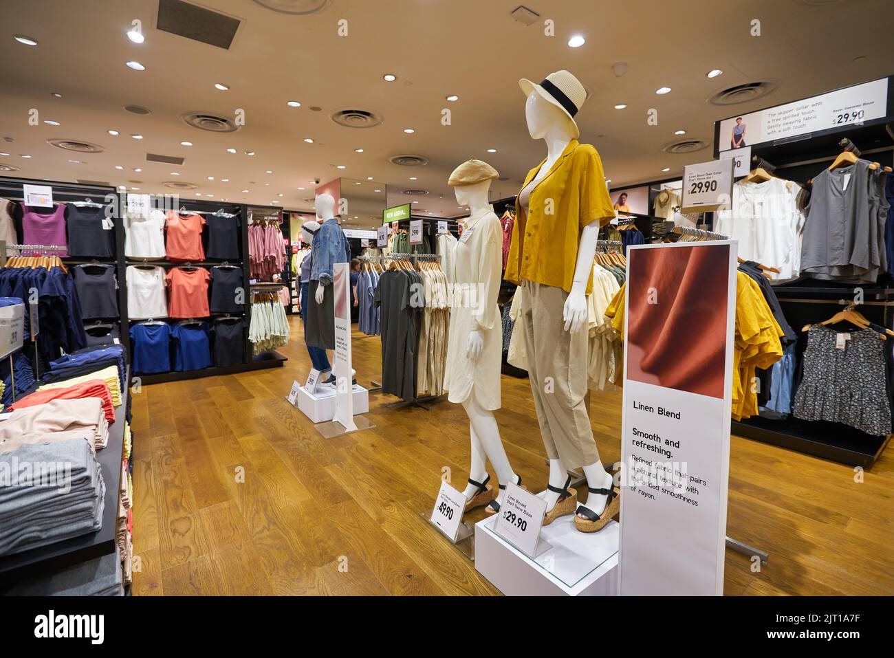SINGAPORE - CIRCA JANUARY, 2020: interior shot of UNIQLO Orchard Central, Global Flagship Store ...