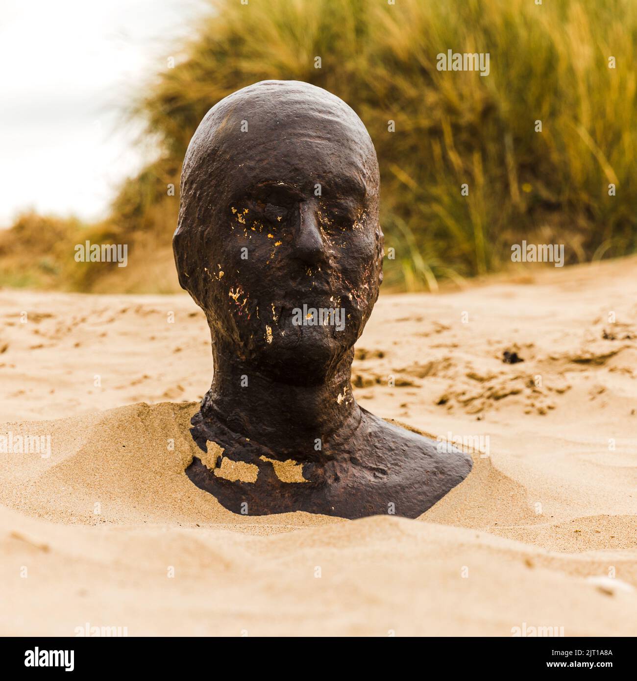 Iron man on Crosby beach up to his neck in sand taken 22nd Aug 2022 ...