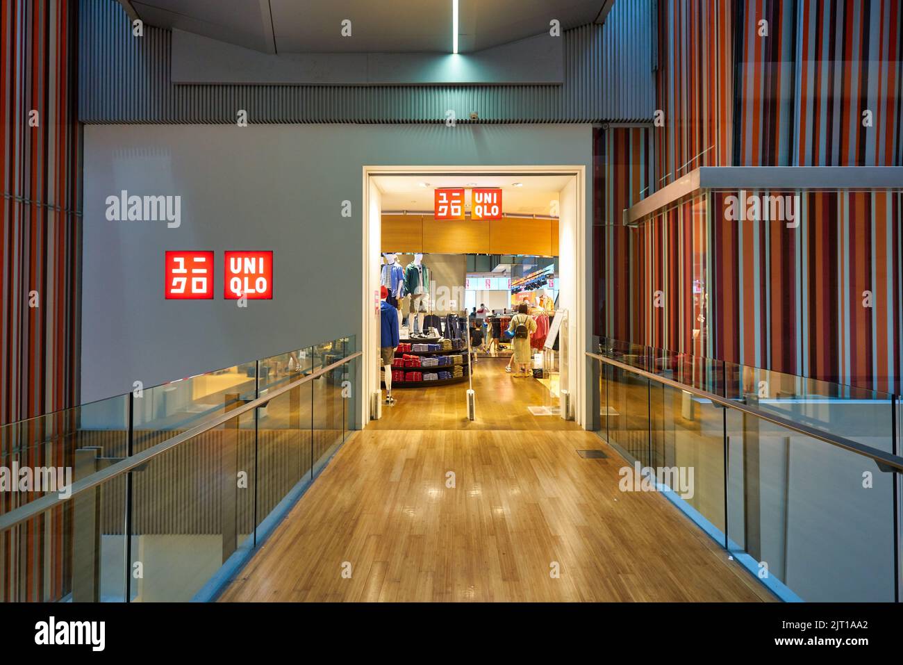 SINGAPORE - CIRCA JANUARY, 2020: entrance to UNIQLO Orchard Central, Global Flagship Store. The ...