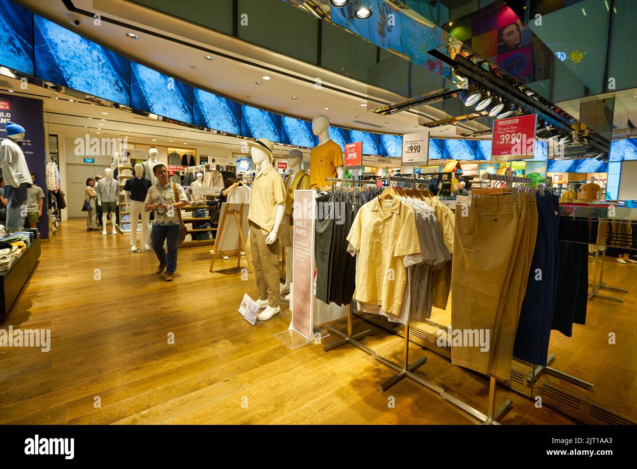 SINGAPORE - CIRCA JANUARY, 2020: interior shot of UNIQLO Orchard Central, Global Flagship Store ...