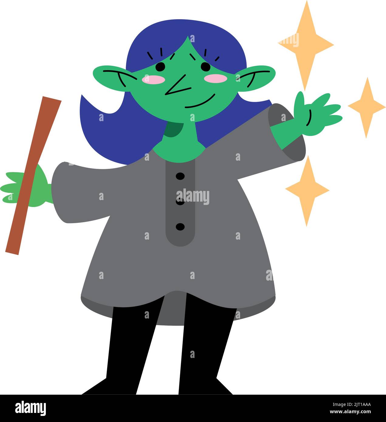 witch with magic wand character Stock Vector Image & Art - Alamy